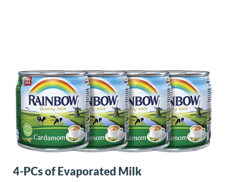 Buy Rainbow Evaporated Milk Cardamom Flavor 4*170g online - Danube
