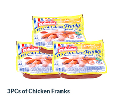 Buy Doux Chicken Franks Cooked and Frozen Original 3* 400g online - Danube