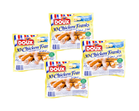 Buy Doux Cooked & Frozen Cheese Chicken Franks 4*10 pc online - Danube