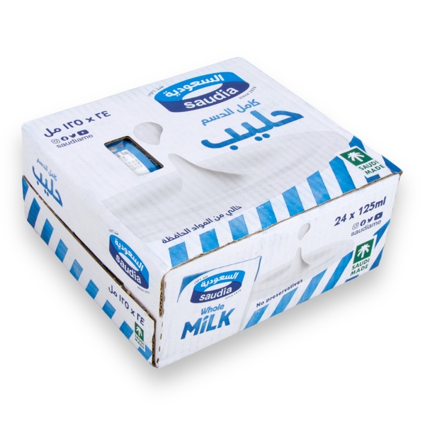 Buy Saudia Whole Milk 24*125ml and Dairy & Eggs online - Danube