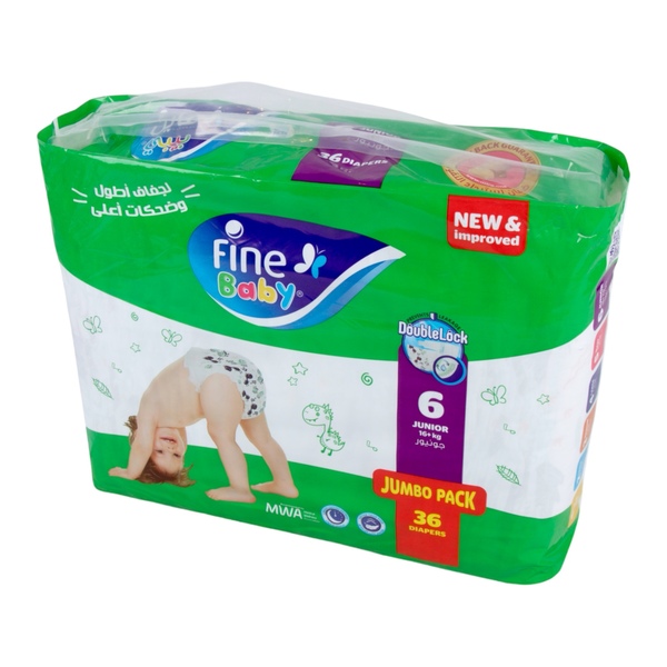 Buy Fine Baby Size 6 Junior Diapers (16+ kg) 36pc and Baby Care online ...