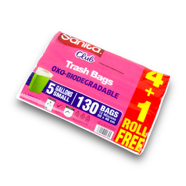 Buy Sanita Club Small Trash Bags (5 Gallons) 4+1Rolls and Paper ...